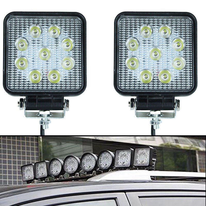 2x 27W 4inch Square LED Work Light Spot Fog Lamp Boat Truck Jeep ...