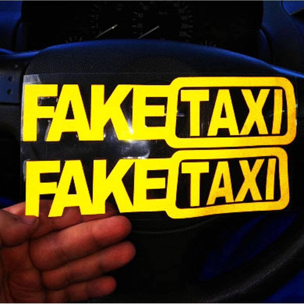 2x FAKE TAXI FakeTaxi Car Auto Van Vinyl Funny Sticker Decal Decoration ...
