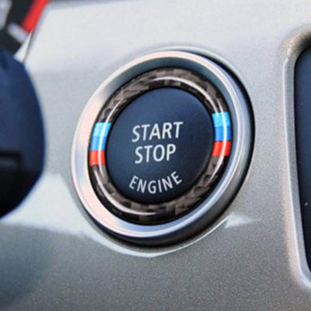 1pc Carbon Fiber M Stripe Engine Start Button Cover Ring Trim For BMW ...