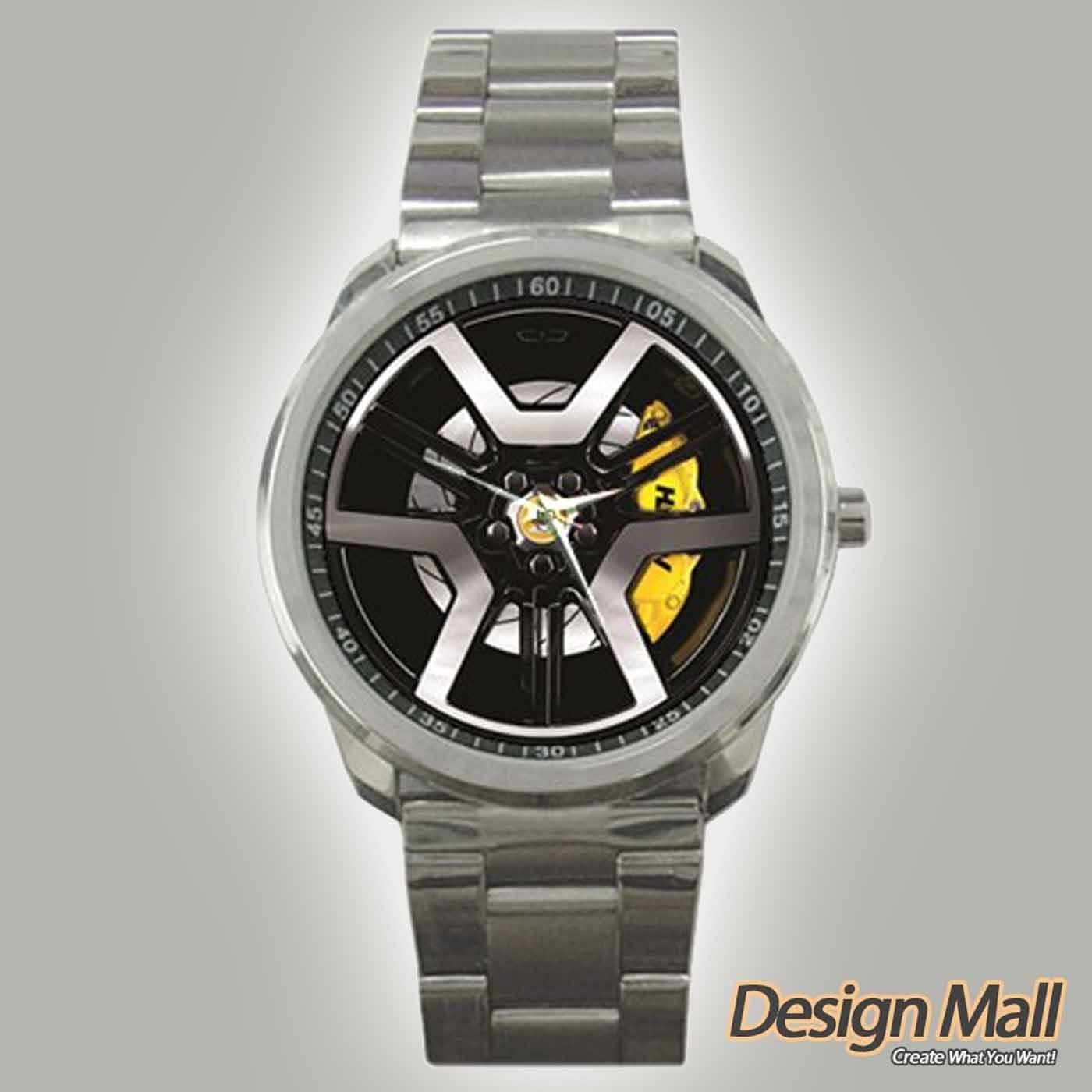 Custom Made Design HSV GTS Black Wheel Rim Racing Sport Metal Watch