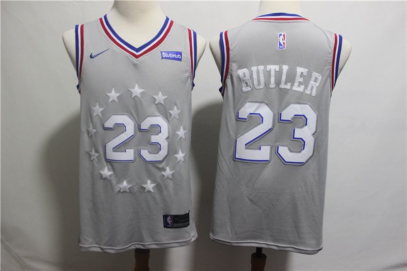 BUTLER #23 Men's 76ers Gray 1819 Replica Jersey City Edition