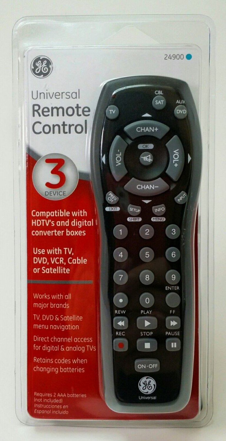 Universal Remote Control GE 3 Device TV DVD VCR Cable
