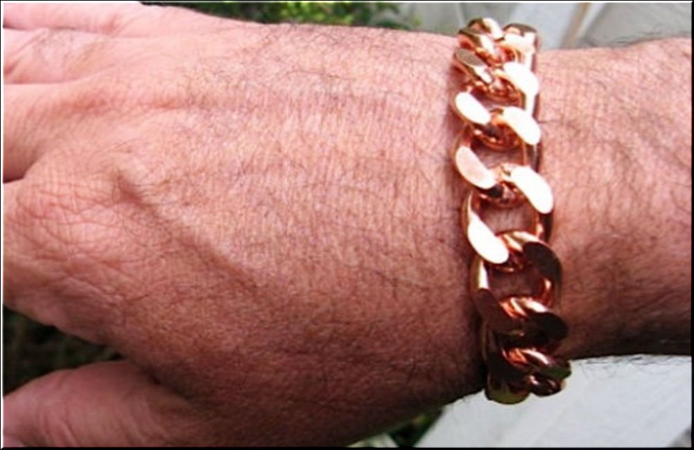 Men's 8 inch Solid Copper Link Bracelet CB639G - 5/8 of an inch wide.