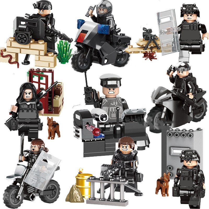 Black Force Navy Seal Army War 9pcs Police Military Lego Minifigure ...