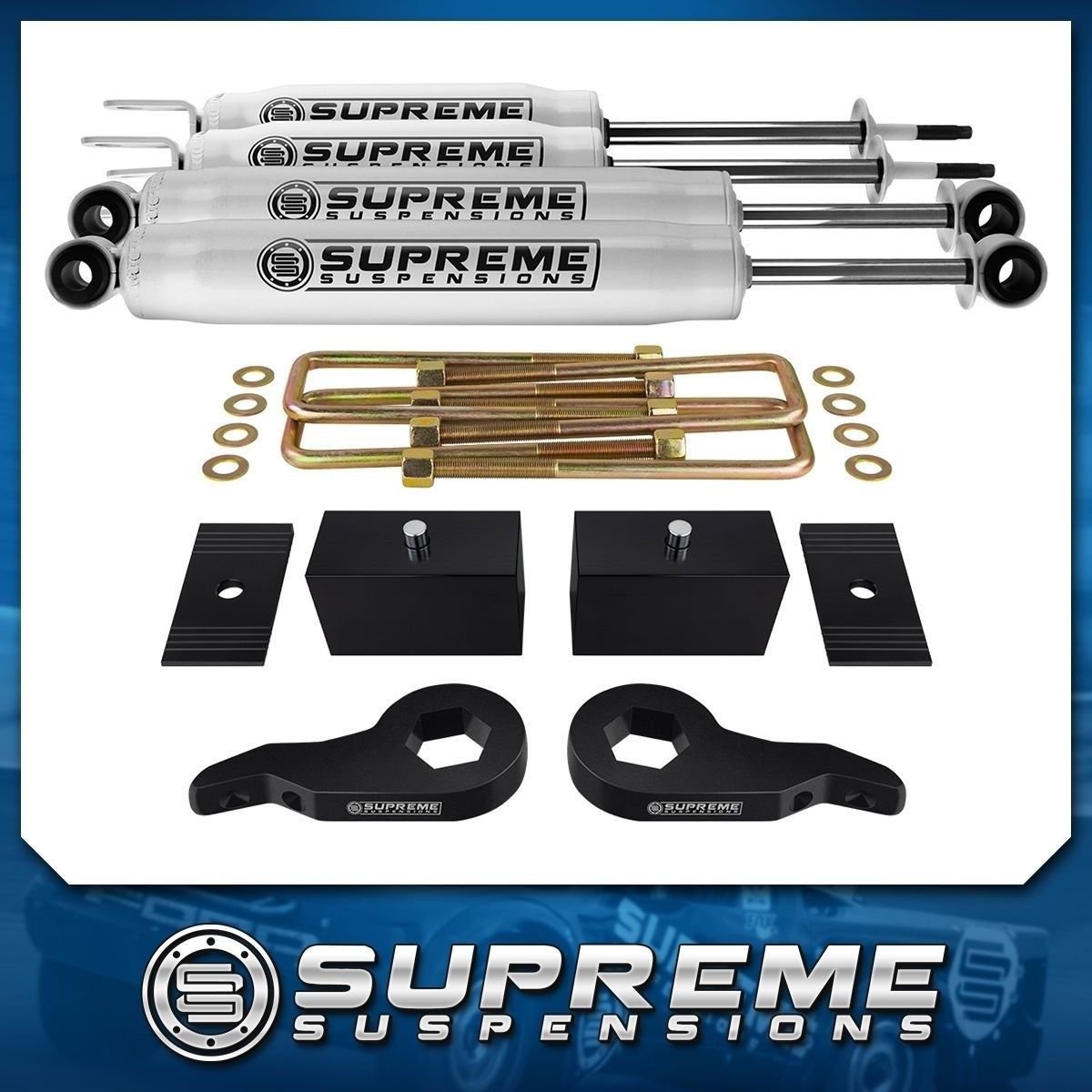 1988-1998 Chevy K1500 3" Front + 3" Rear 4WD Lift Kit Block Shims Pro ...