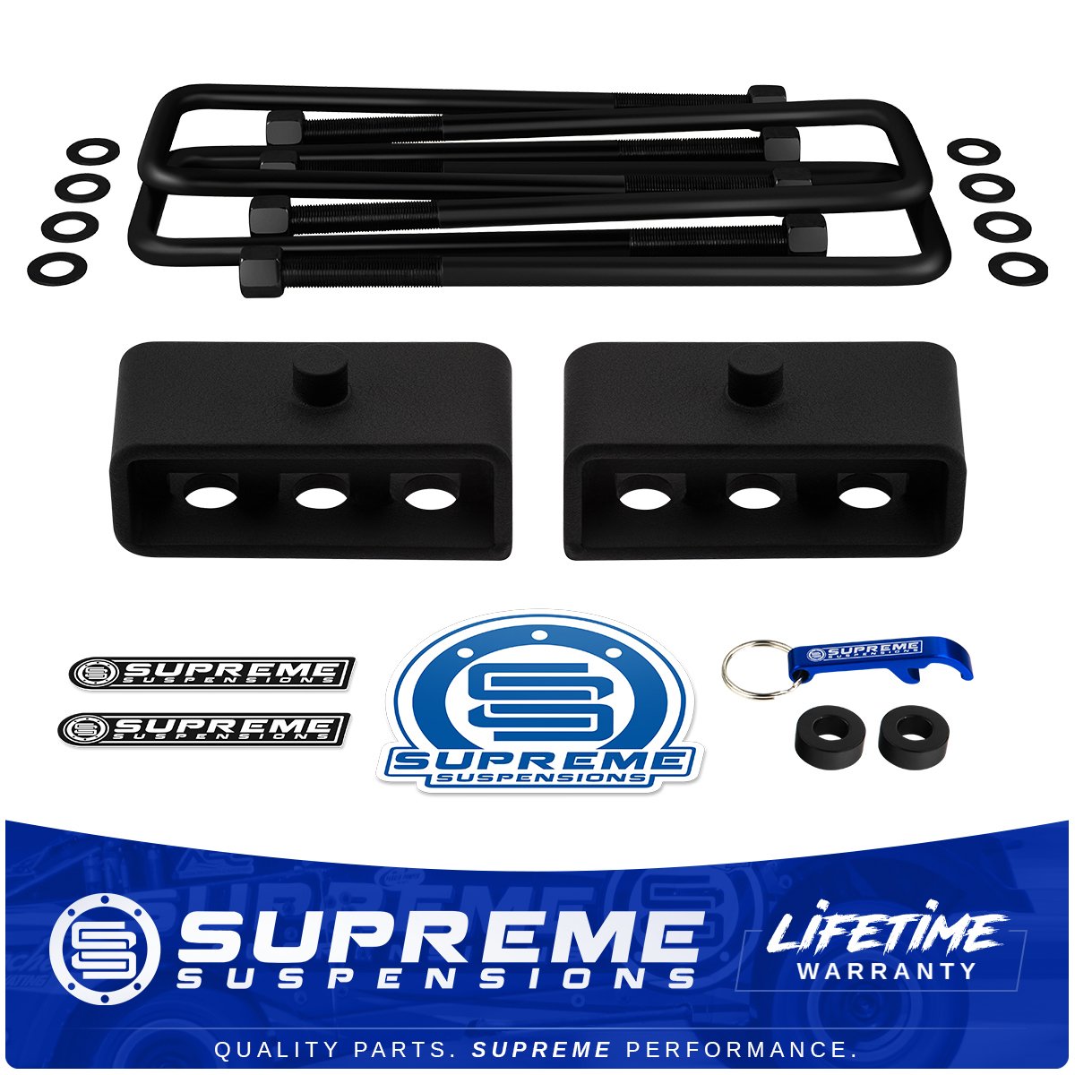 2" Rear Lift 3/4" Pins Blocks + U-Bolts Set Fits Sierra Silverado ...