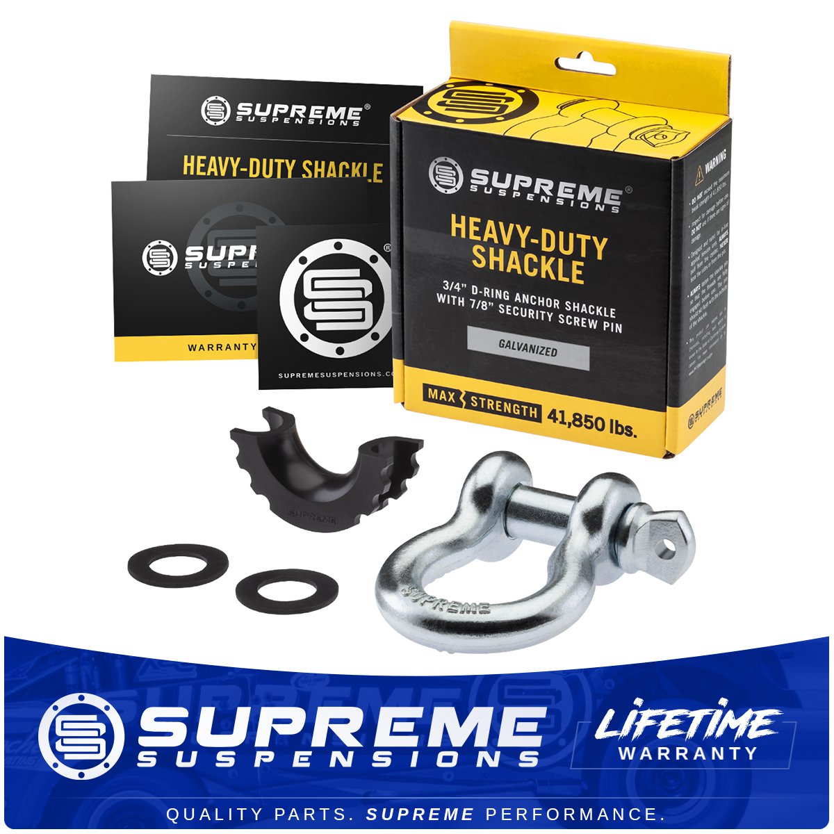 3/4" D-Ring Galvanized Shackle 41,850lbs Max Break Strength