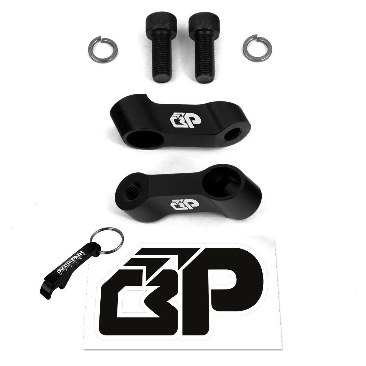 BP 10MM Universal Motorcycle Black Mirror Extenders Riser Kit 1.5" 2 ...