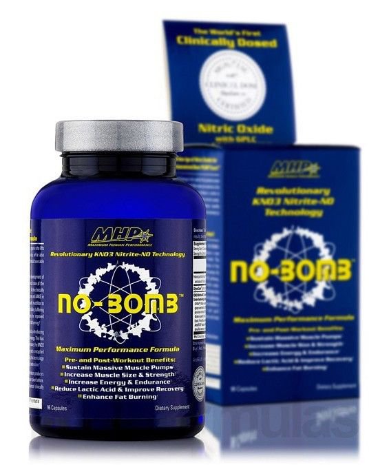 MHP NO-BOMB 96 Caps dual action GlycoCarn/KNO3 Nitrite-NO Technology