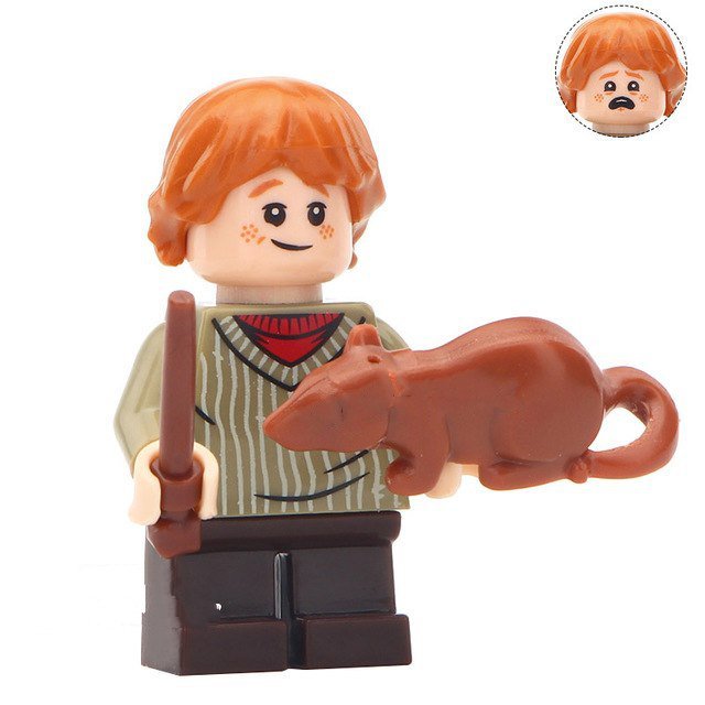 Ron Weasley With Scabber Lego Harry Potter Minifigure Block Toys