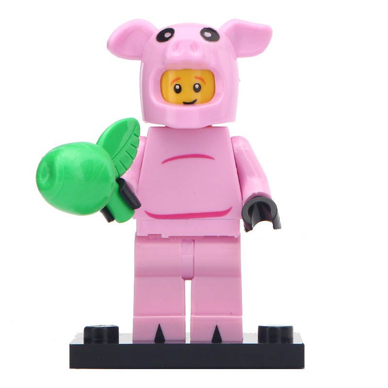 Boy With Pink Pig Costume Lego Custom Theme Minifigure Block Toys