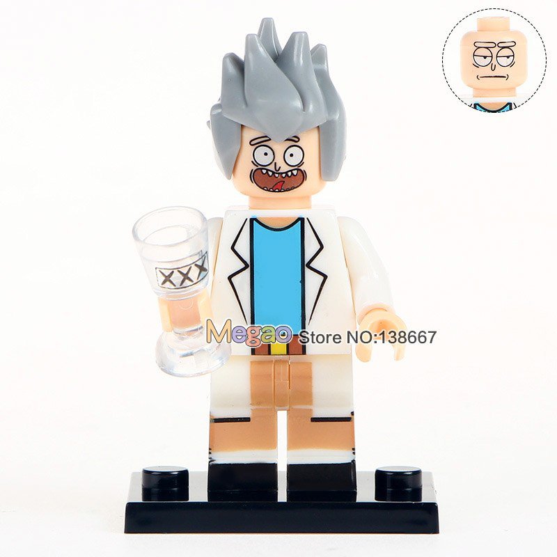 Rick Sanchez Lego Rick and Morty Cartoon Theme Minifigure Block Toys