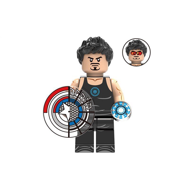 Tony Stark With Shield Lego Avengers Superheroes Minifigure Block Toys