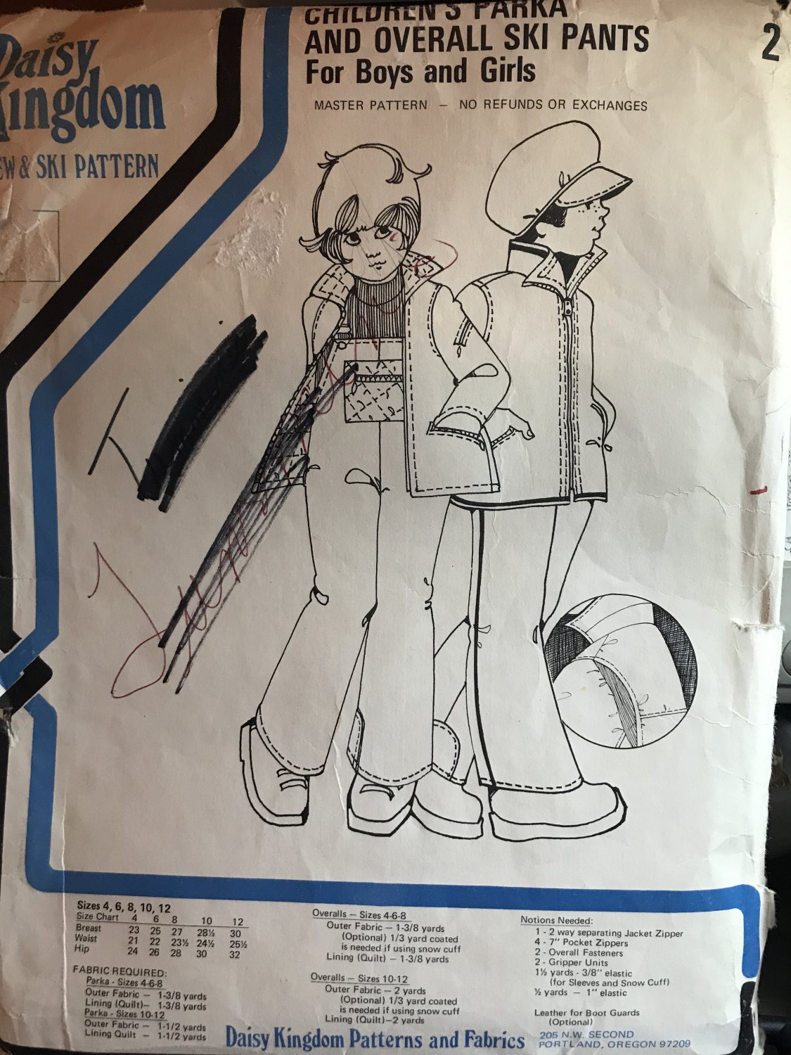 BOY GIRL PARKA OVERALL PANT DAISY KINGDOM SEW & SKI Sewing Pattern