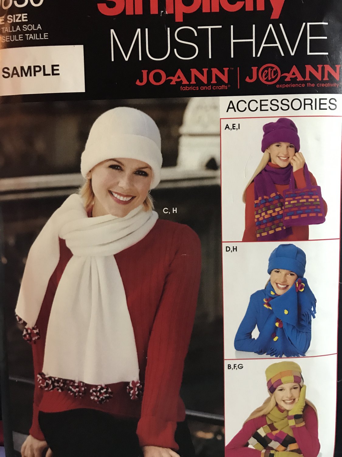 SIMPLICITY 5920 0630 Fleece Accessories Hats Scarves Sewing Pattern