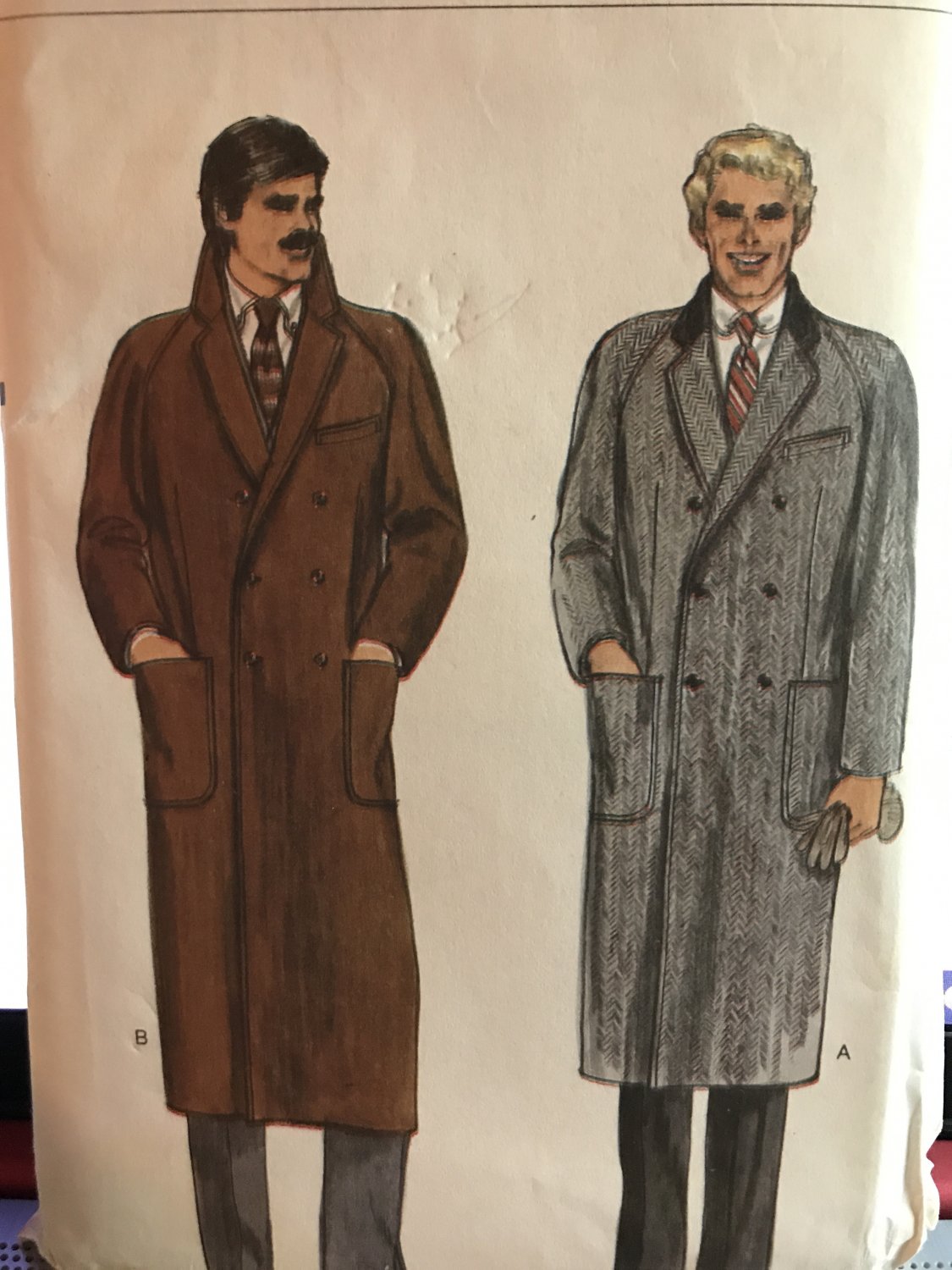 Vogue 7467 1970s Men's Classic Coat Sewing Pattern Size 42 Double Breasted