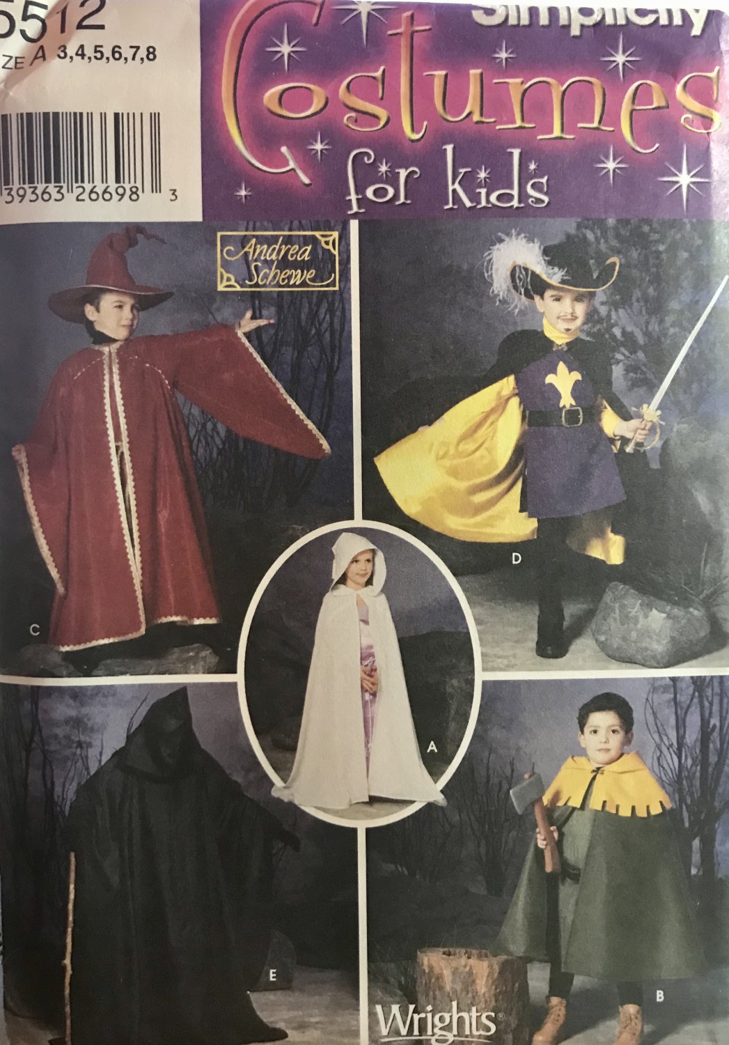 Simplicity 5512 Child's Halloween Costume Collection Cape, Tabards ...