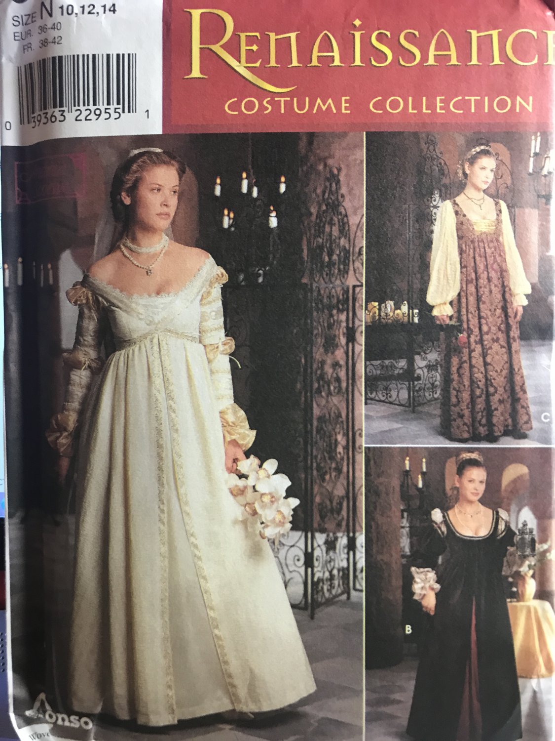 Simplicity 8735 Renaissance Gowns COSTUME PATTERN Sewing Size 10 12 14
