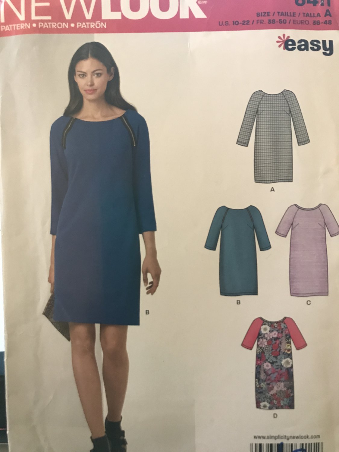 New Look 6411 Misses' Pullover Dress sewing pattern size 10 - 22