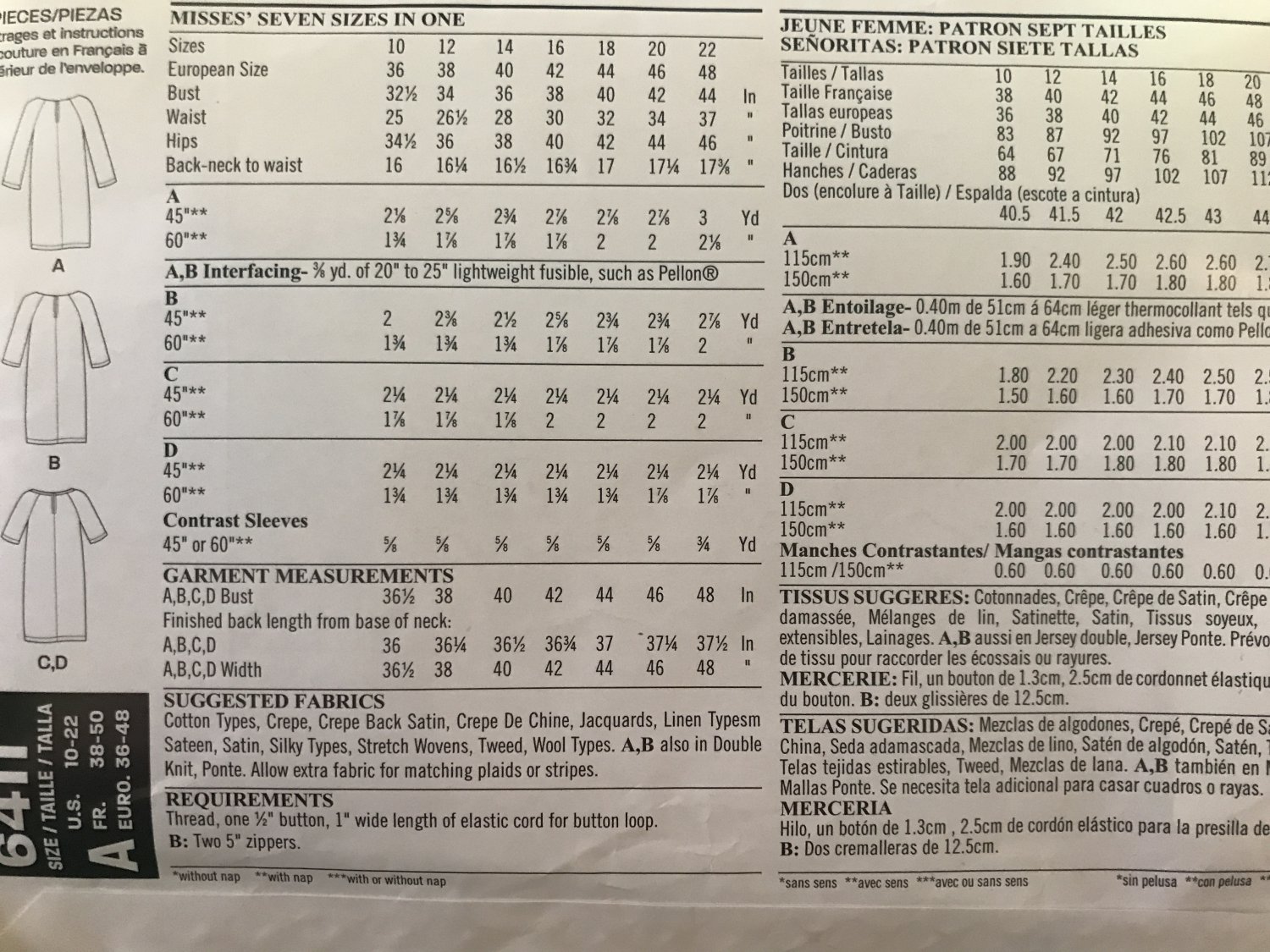 New Look 6411 Misses' Pullover Dress sewing pattern size 10 - 22