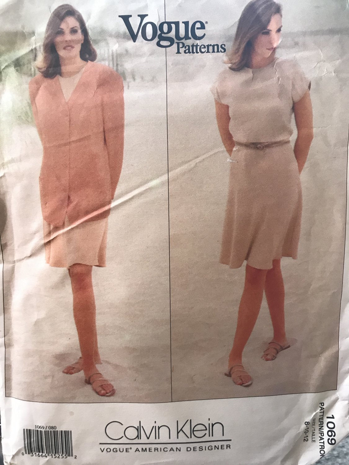 Vogue 1069 CALVIN KLEIN Womens Cap Sleeved Dress & Jacket Sewing ...