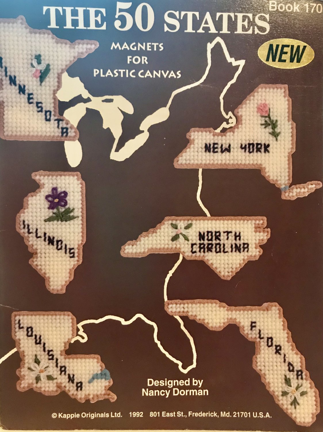 50 States Magnets for Plastic Canvas Needlepoint Kappie Originals Book 170