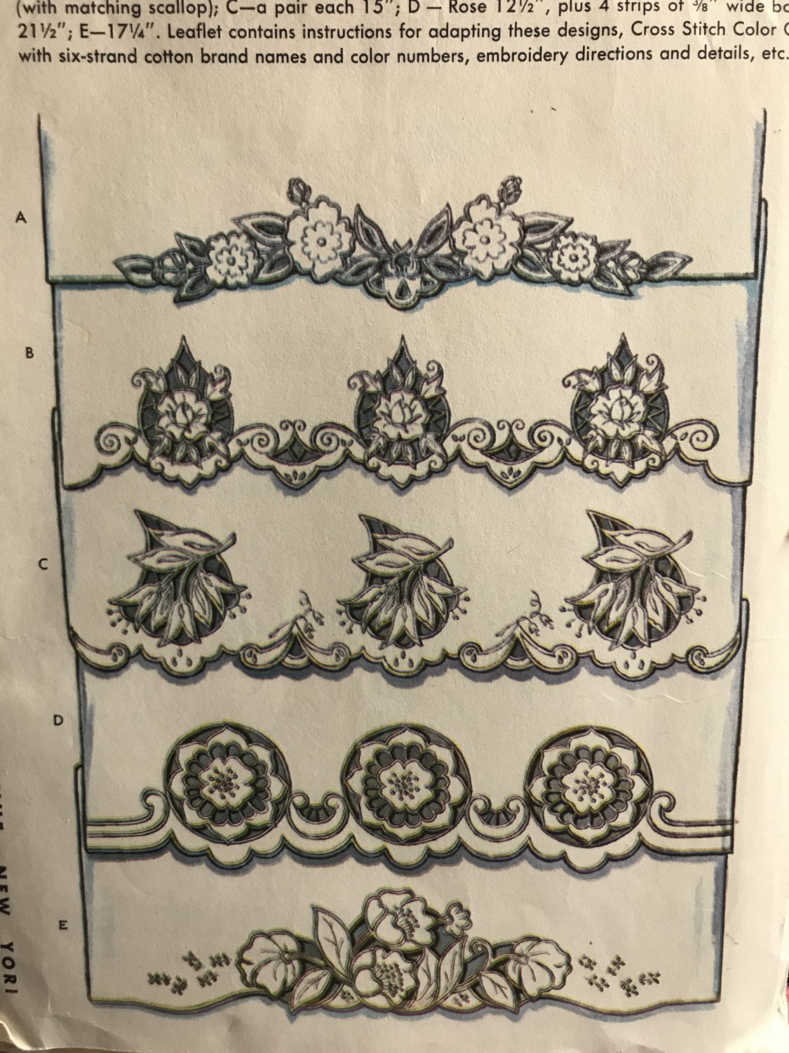 McCalls 6940 Transfer Pattern for cross stitch and cutwork designs