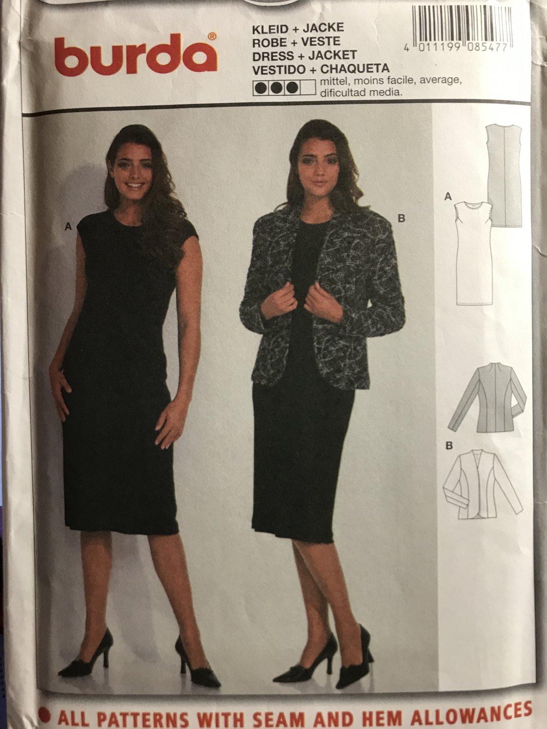 Burda 8547 Misses' Jacket and Dress Sewing Pattern size 8 to 20