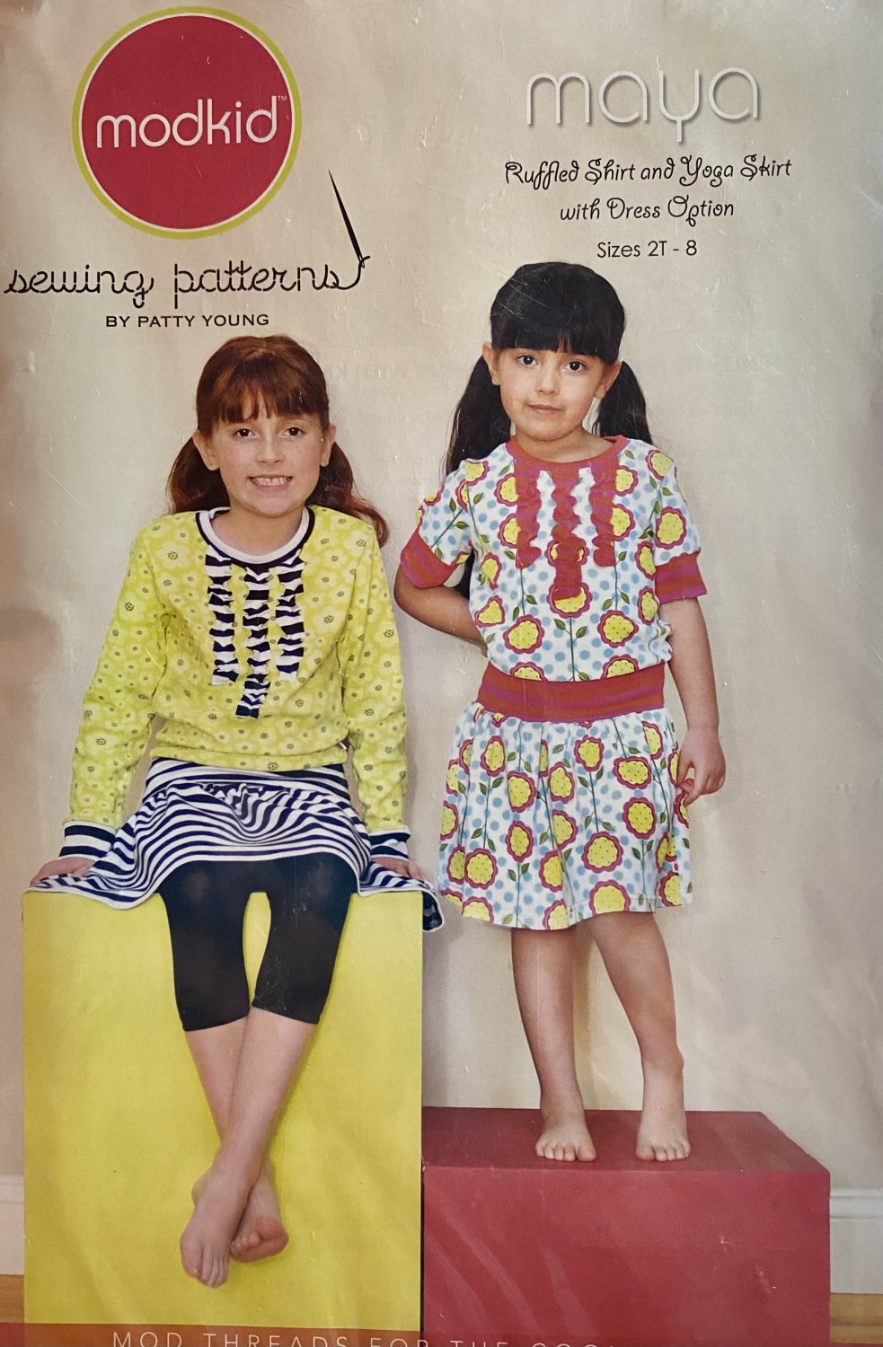 Modkid MAYA Top, Skirt and Dress Sewing Pattern size 2T to 8