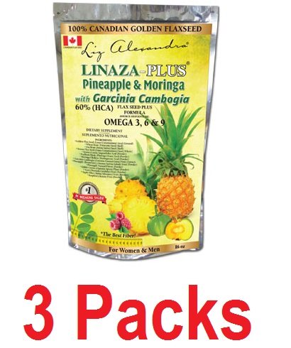 Linaza Plus with Pineapple, Moringa and Garcinia Cambogia 16oz ( 3 Packs )