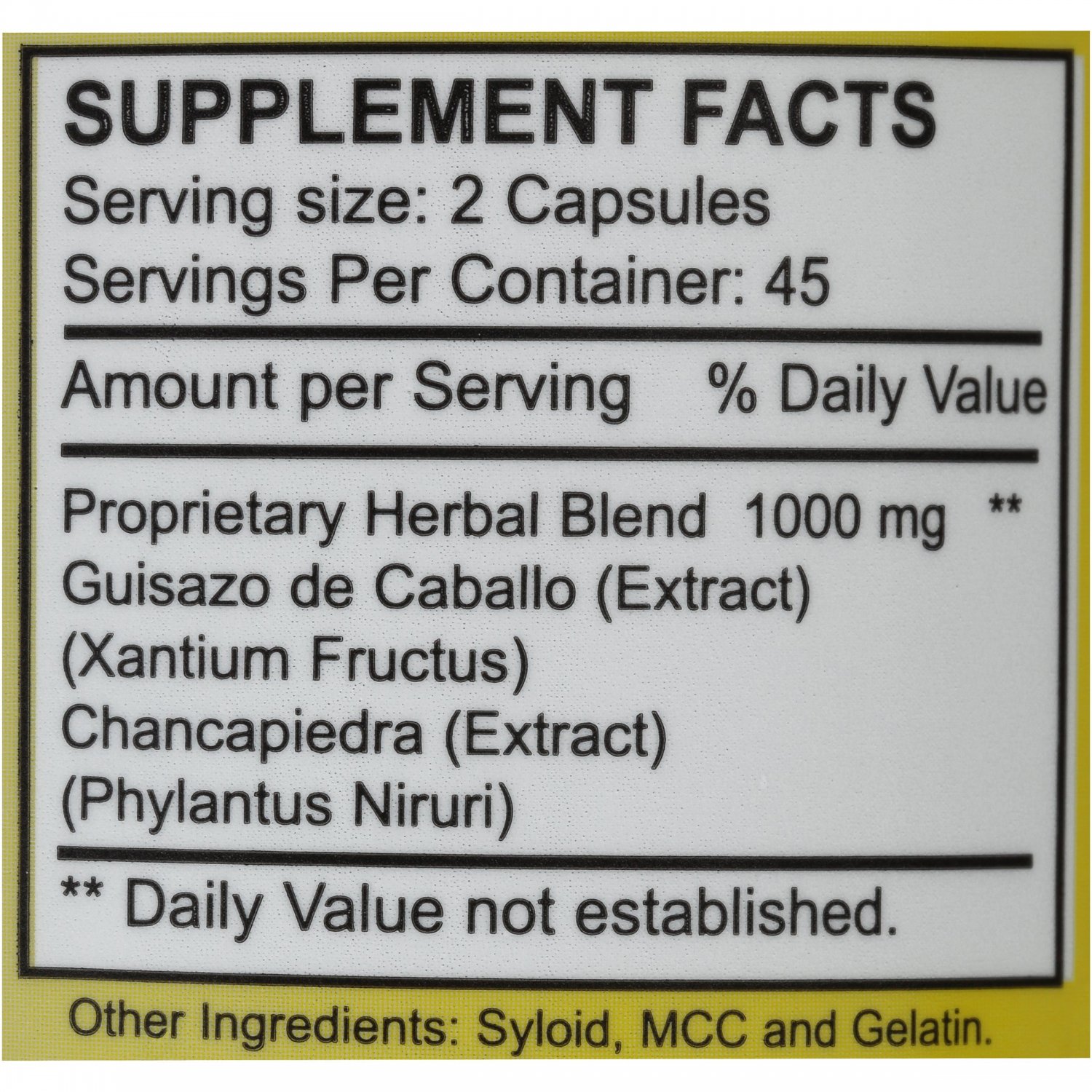 Sunshine Naturals Guisazo de Caballo and Chancapiedra Extract Dietary ...