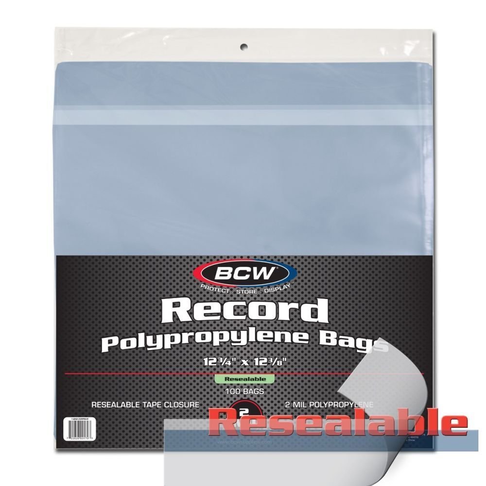 10 packs of 100 (1000) BCW 12 3/4" x 12 3/4" Resealable 33 RPM Record Bags