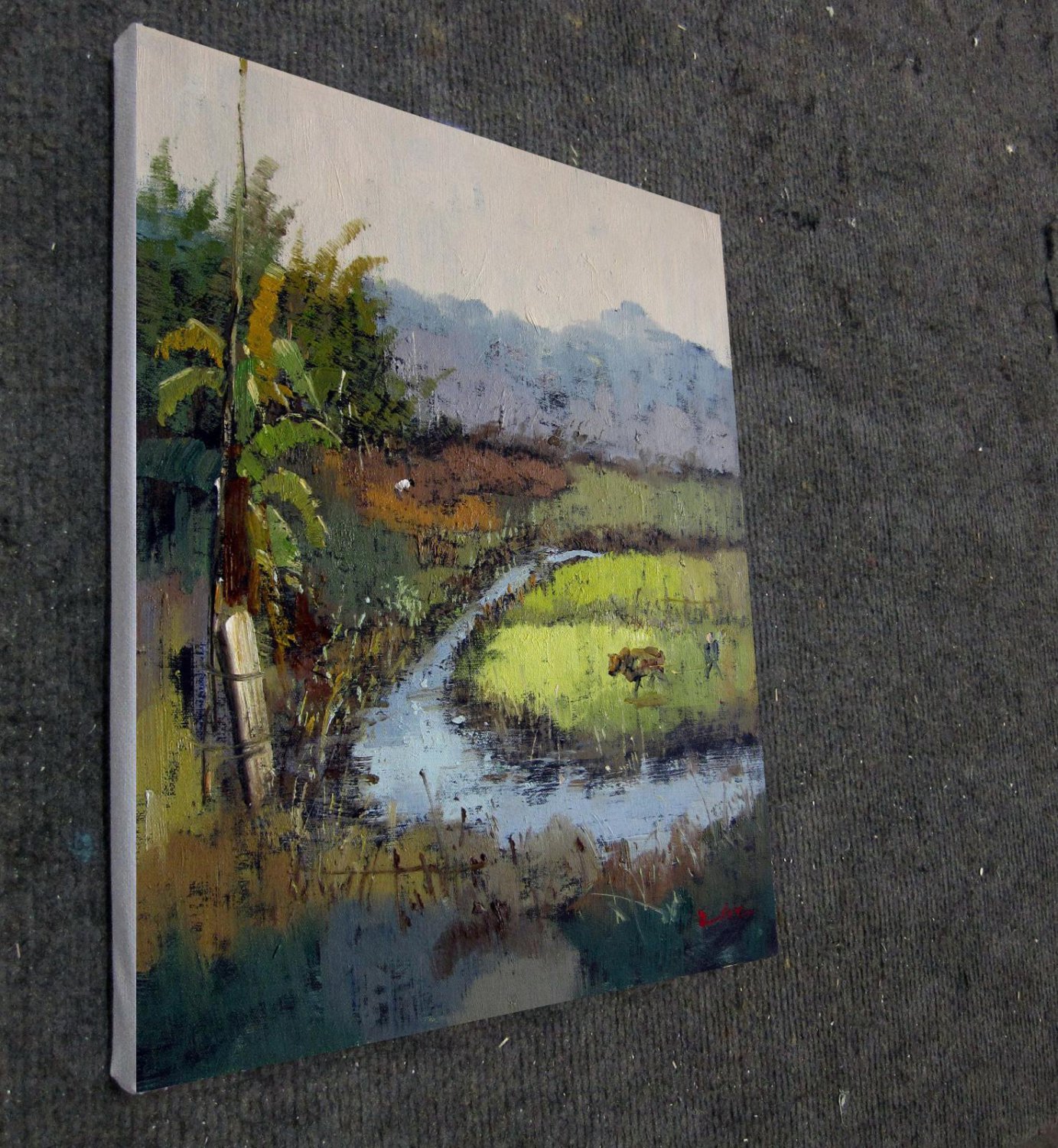 Waterside 20x24 in. stretched Oil Painting Canvas Art Wall Decor modern311