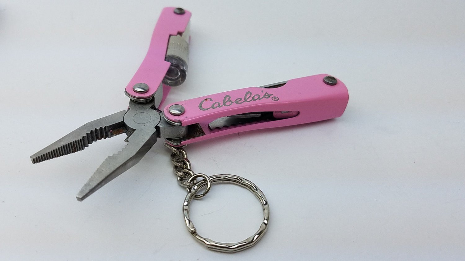 Cabelas Pink Mini Multi-tool With LED Light Sheath Key Chain Blade ...