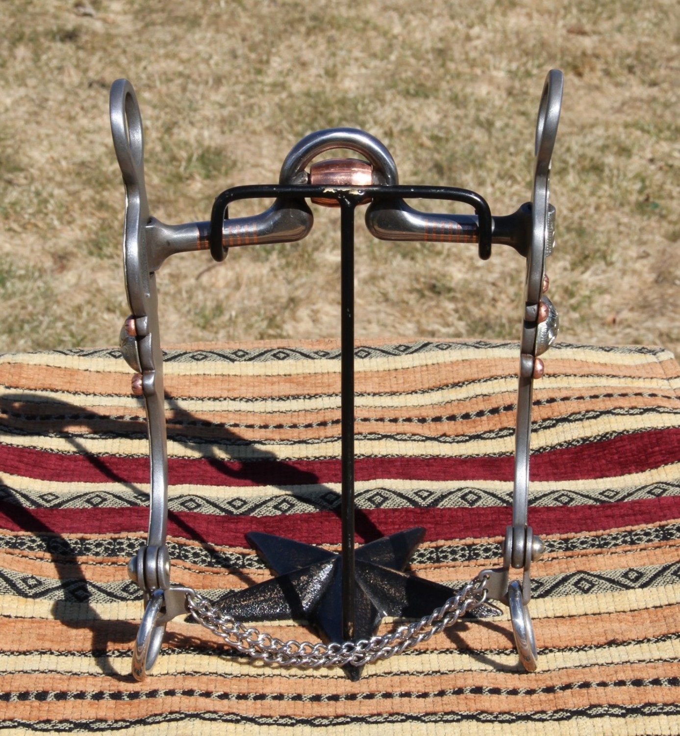 Frog Port Roller Curb Bit Engraved German Silver Copper Overlay Slobber ...