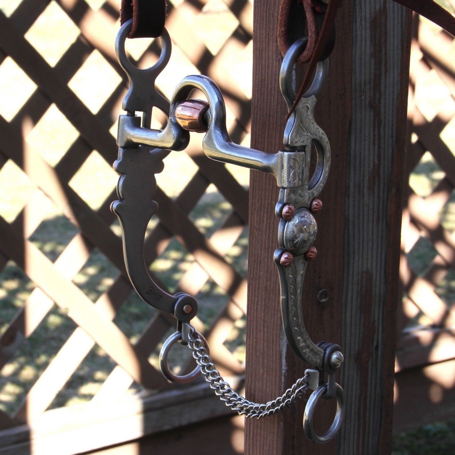 Frog Port Roller Curb Bit Engraved German Silver Copper Overlay Slobber ...