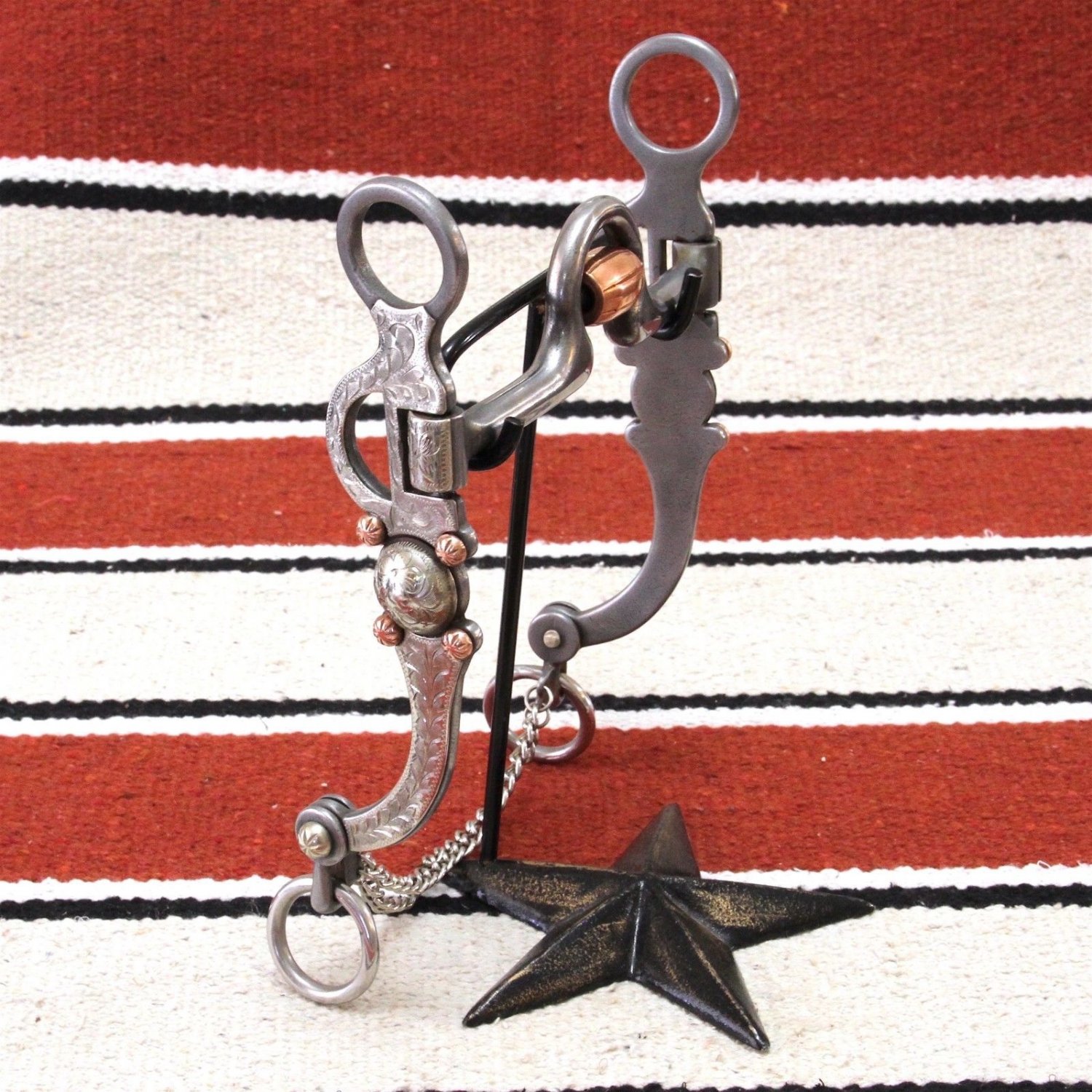 Frog Port Roller Curb Bit Engraved German Silver Copper Overlay Slobber ...