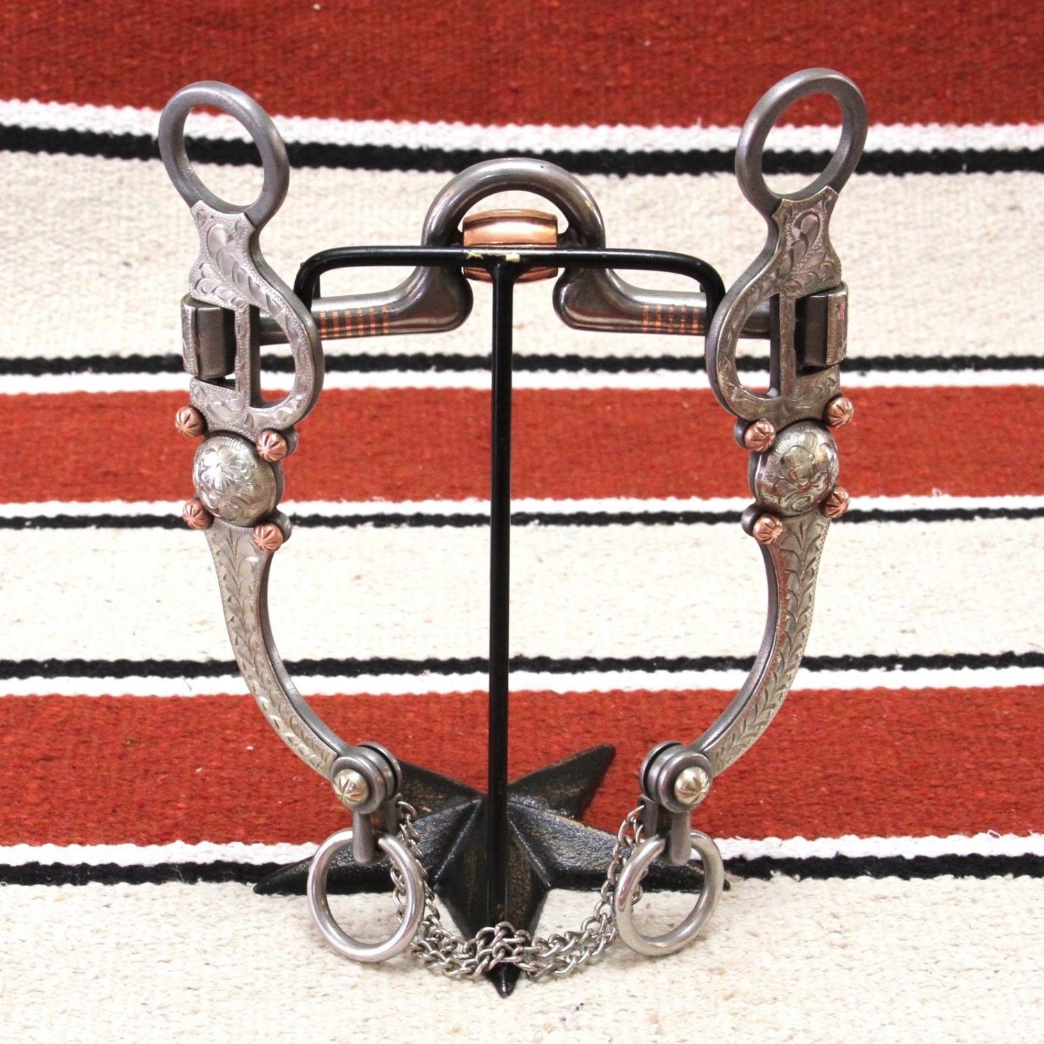 Frog Port Roller Curb Bit Engraved German Silver Copper Overlay Slobber ...