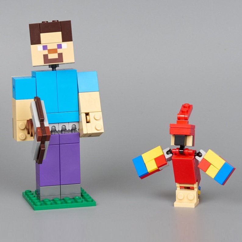 Steve BigFig with Parrot Minecraft Building Blocks Toys Compatible ...