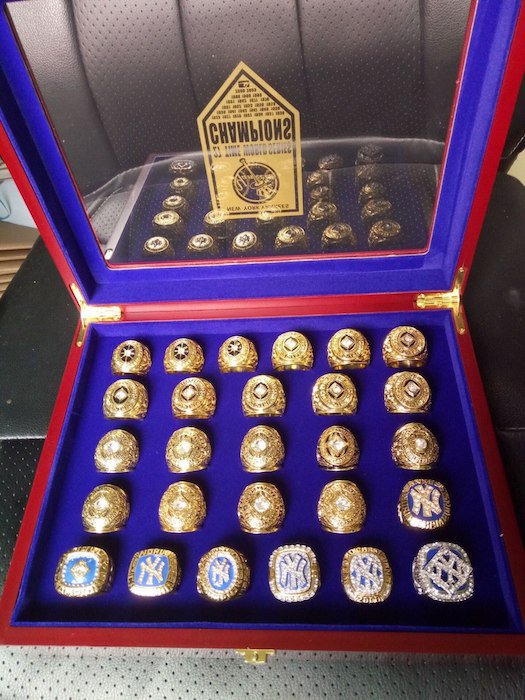 27 Pieces New York Yankees Championship Rings With Wooden Display Box ...