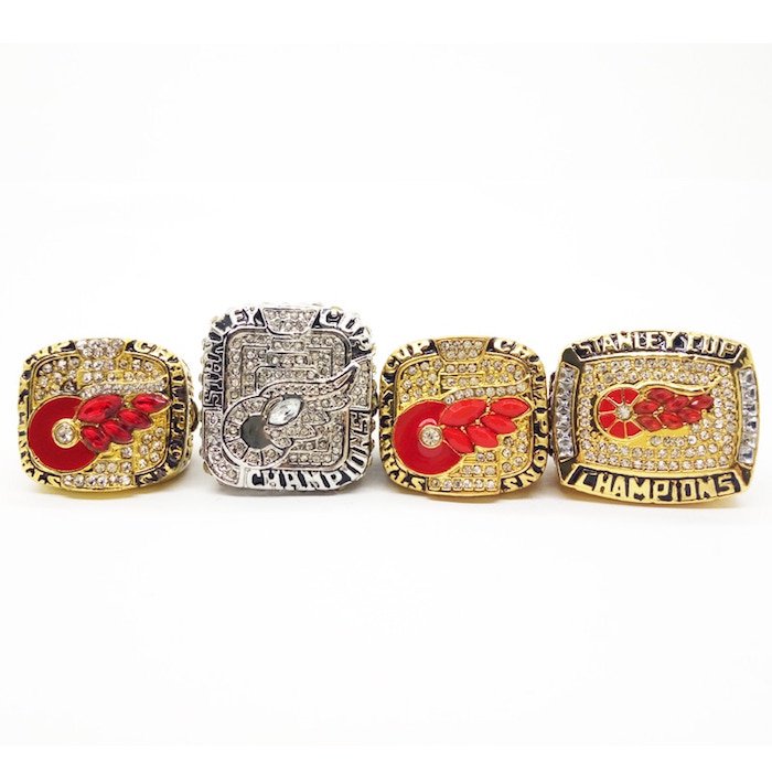 1997 1998 2002 2008 4 Pcs Detroit Red Wings Championship Rings Set-Size ...