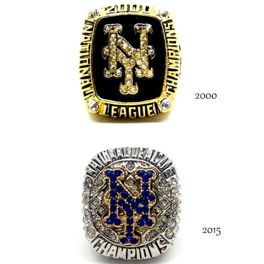 2000 2015 New York Mets World Series Baseball Championship Ring Set Of ...