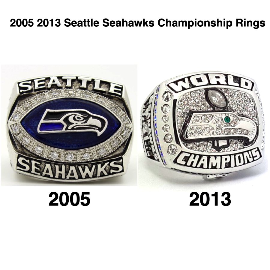 2005 2013 Seattle Seahawks Football Championship Ring Set Of 2-Size 11 ...