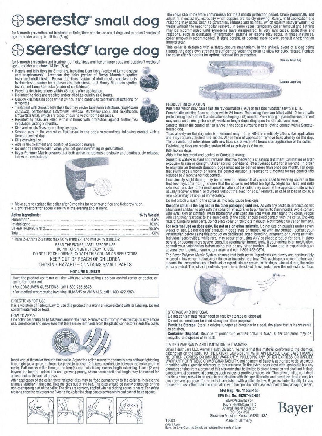 Seresto collar large dog > 8kg > 18lb SERESTO COLLAR LARG DOGS FROM ...