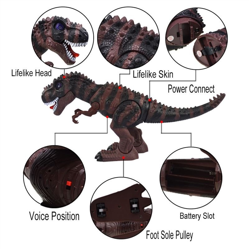 Kids Toy Walking Dinosaur T-Rex Toy Figure With Lights & Sounds Real ...