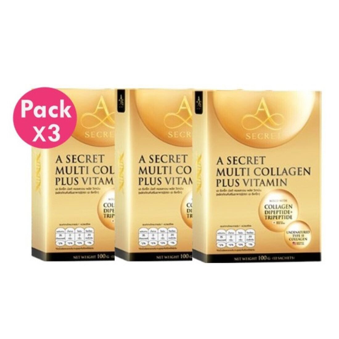 3x A Secret Multi Collagen Plus Vitamin Anti Aging Nourish Skin Yo