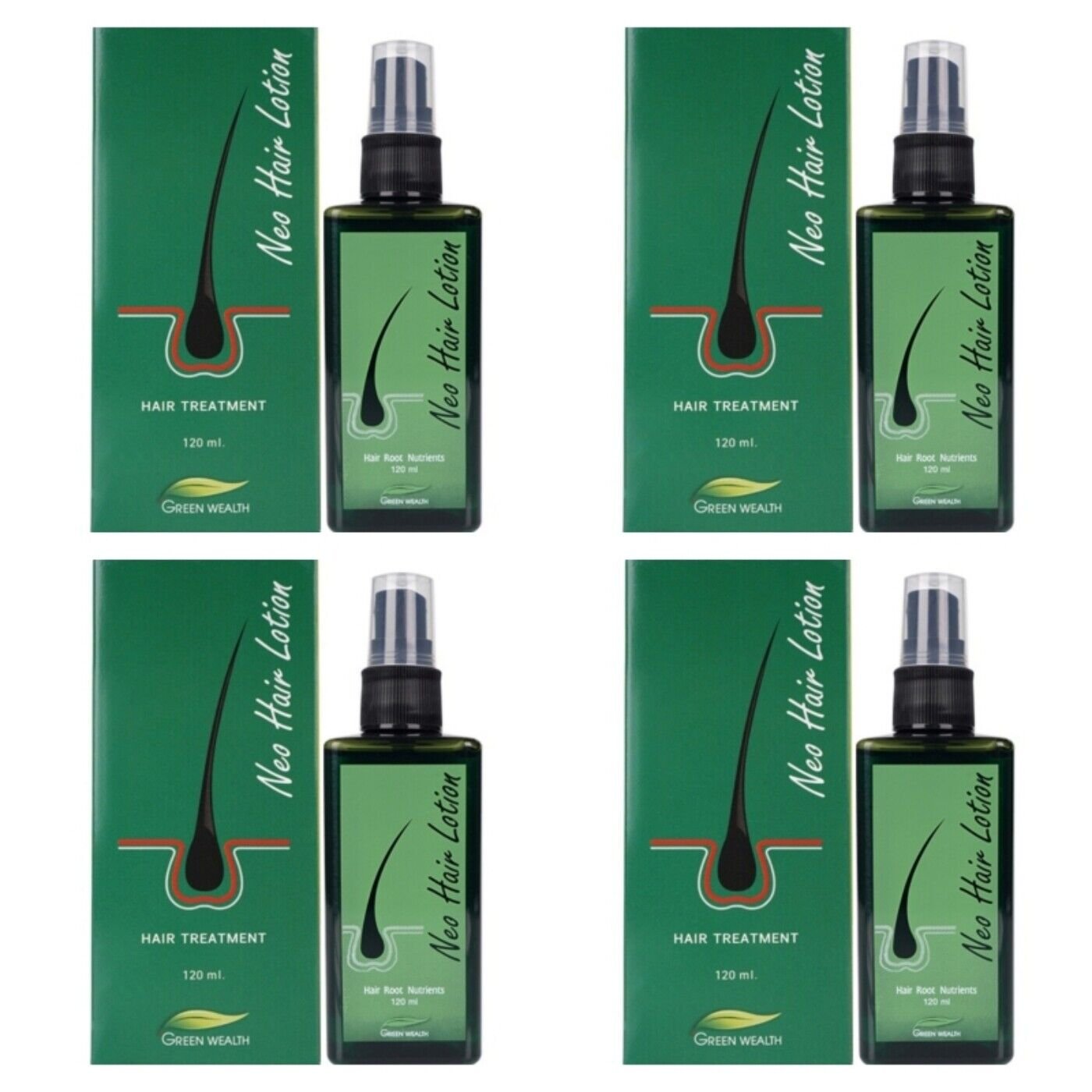 4x 120ml Neo Hair Lotion Growth Hair Root Loss Hair Beard Sideburn