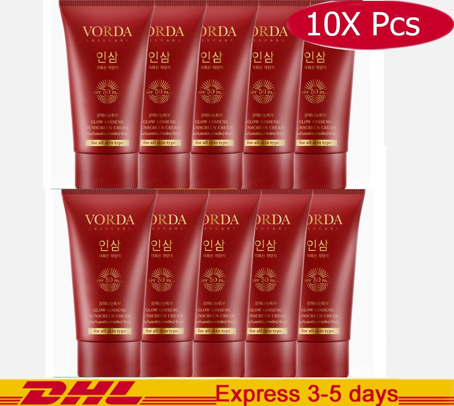 10X Vorda Glow Ginseng Sunscreen Cream Waterproof Foundation 20 g SPF