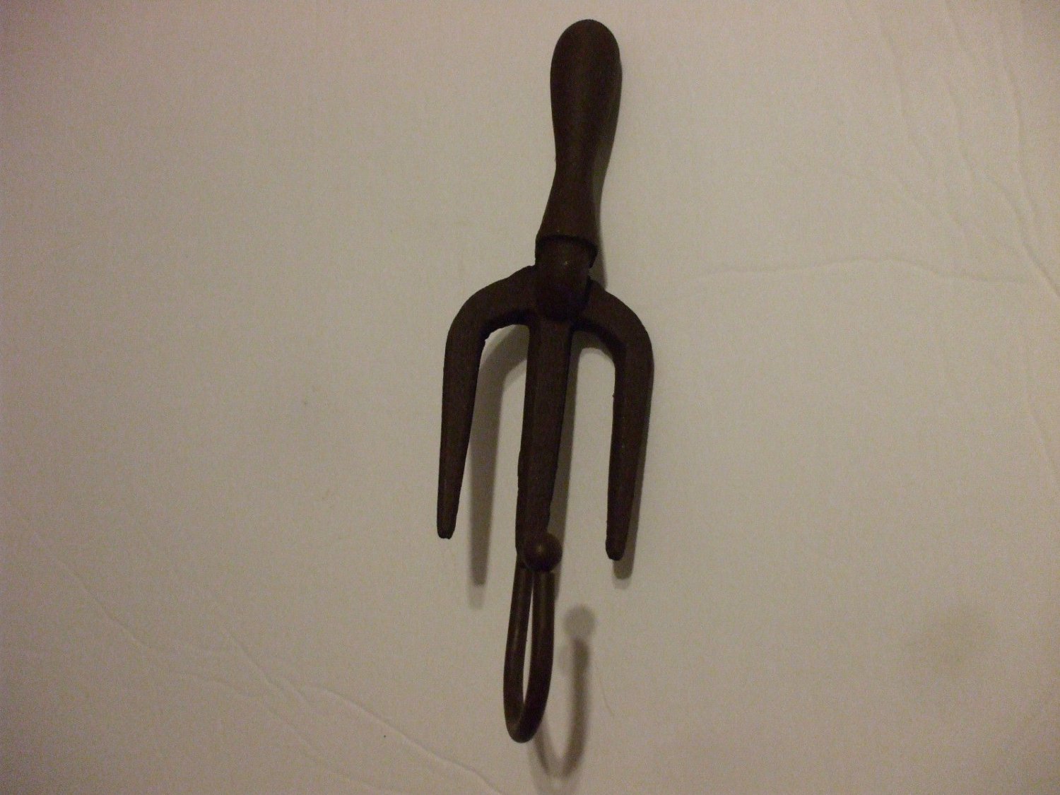 Shabby Chic Brown Cast Iron Metal Wall Hook Fork 8 Inches