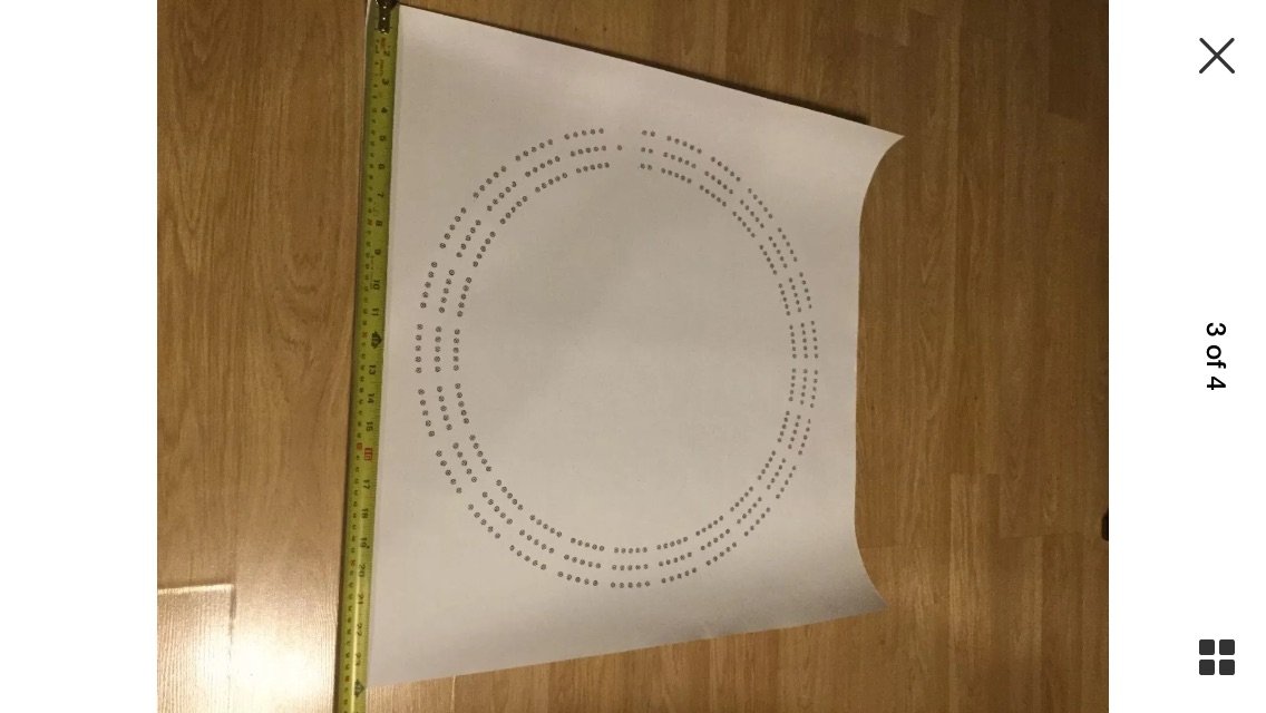 Large Round Cribbage Board Hole Pattern Paper Template